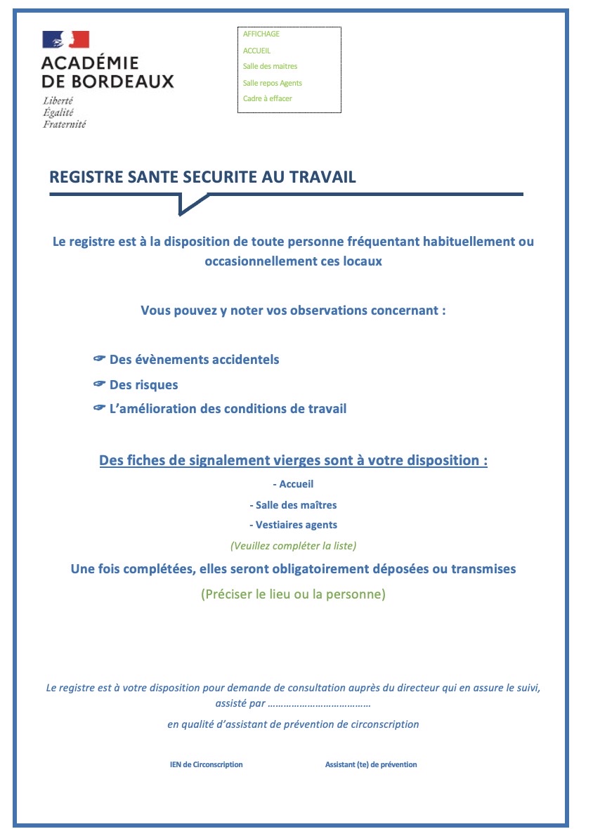 Remplir une fiche du Registre de Santé et Sécurité au Travail (RSST ...